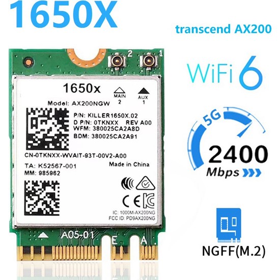 Decisive 1650X Wifi Kartı Için AX200 AX200NGW 3000 Mbps 2.4g Fiyatı