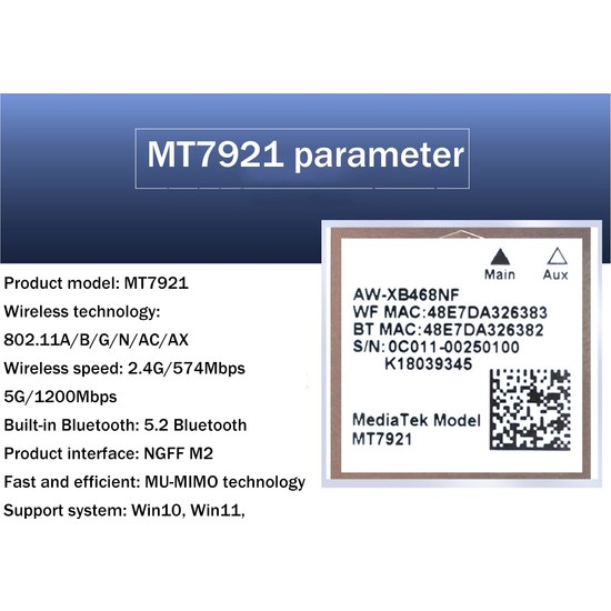 Decisive MT7921 Wıfı6 2.4g 5g Gigabit Ağ Kartı Masaüstü Fiyatı