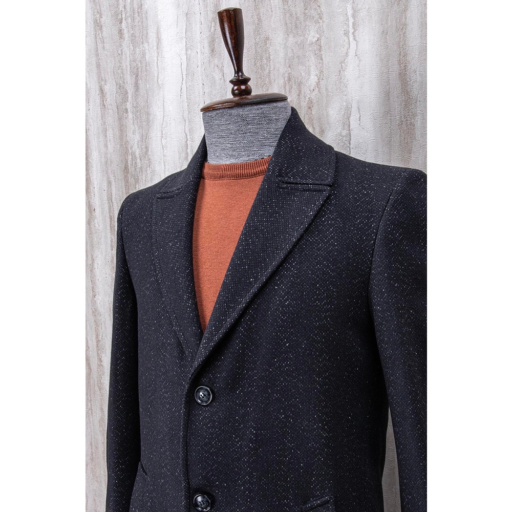 Paco Romano Erkek Kruvaze Siyah Alaca Kaşe Kaban Fiyatı