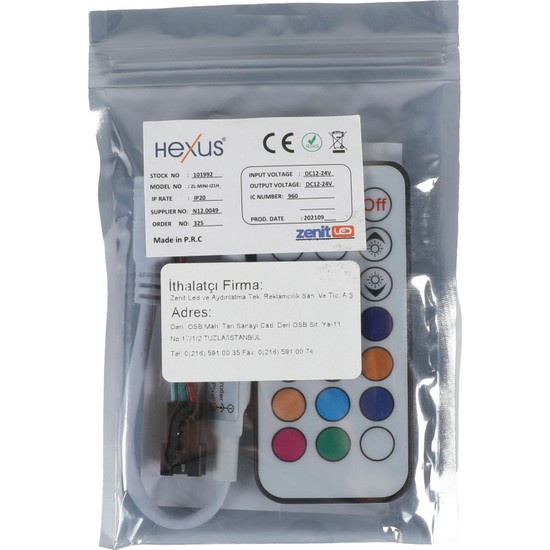 Hexus Kontrol Cihazı Hexus Pixel Rf Kumandalı Rgbw Tuşlu Fiyatı