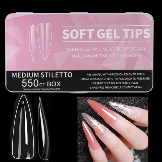 Soft Gel Tips Soft Jel Tips | Stiletto | Medium | Protez Fiyatı