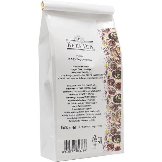 Beta Tea Peppermint Medium Cut 50 gr - B.533 Fiyatı