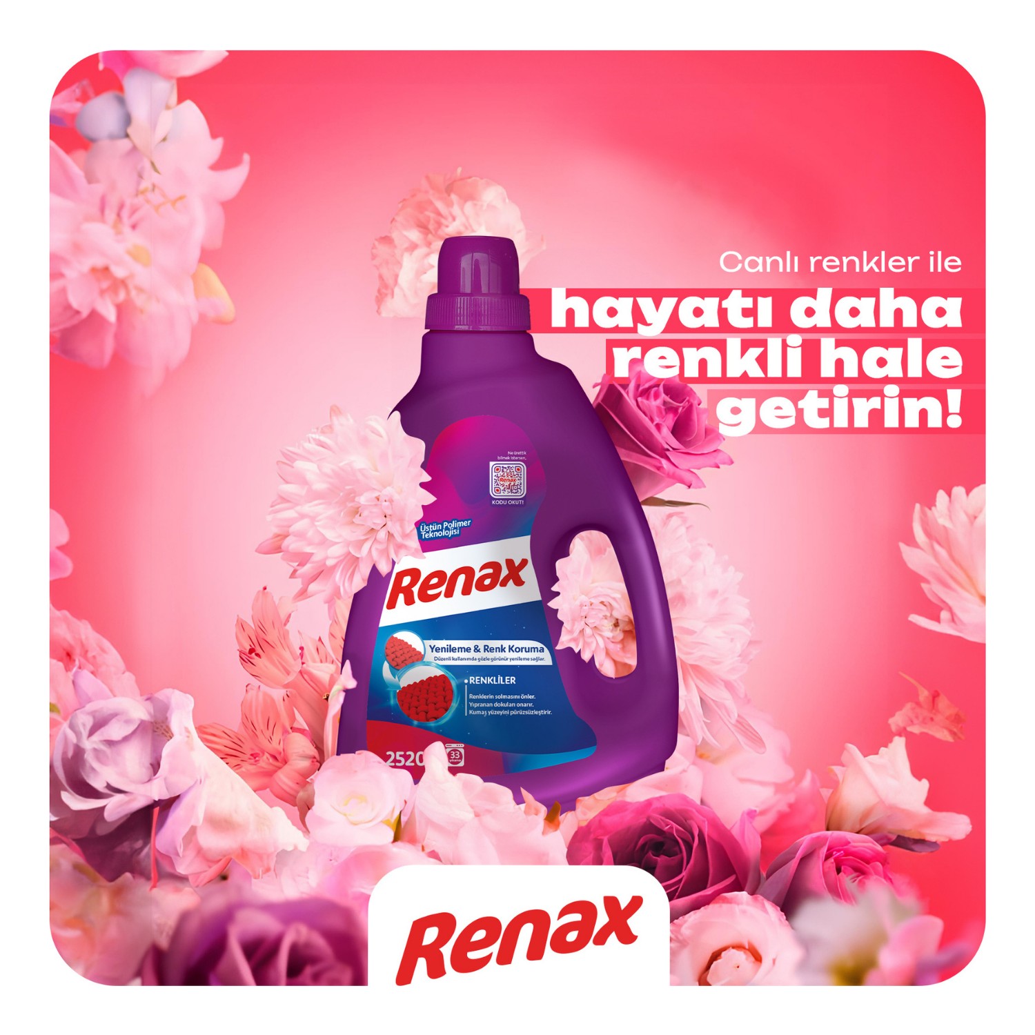 Renax Sıvı Çamaşır Deterjanı 2520 ml - 3 Lü Paket (Renkliler Fiyatı