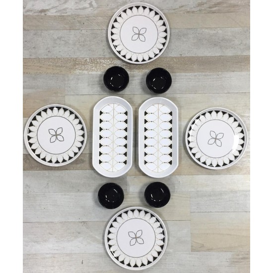 Pinkev Black Drops 4 Kişilik 10 Parça Seramik Kahvaltı Fiyatı