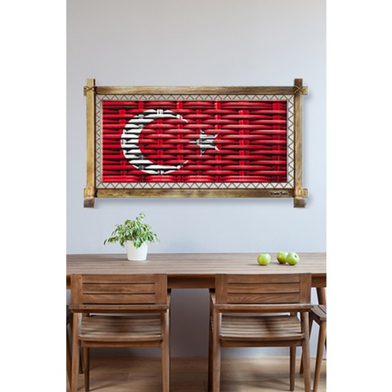 Rustik Işıklı Türk Bayrağı Kanvas Rustik Tablo B 96 x 66 Fiyatı