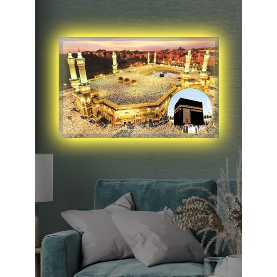 LED Işıklı Kâbe'i Muazzama Tablo 100 x 70 Fiyatı