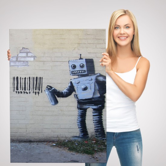 Banksy Graffiti Yapan Robot Kanvas TABLO-4966 Fiyatı