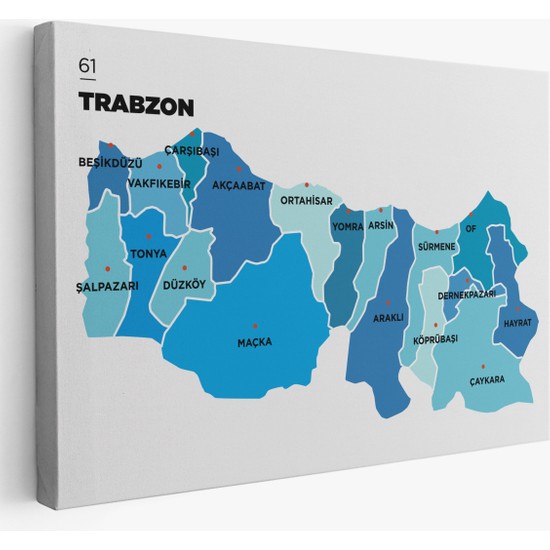 Trabzon Ili ve Ilçeler Haritası Dekoratif Kanvas Tablo 1471 Fiyatı