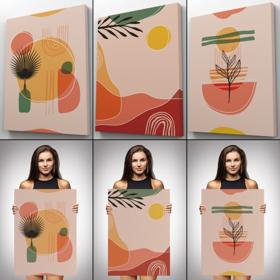 3’lü Tablo Modern Minimal Tasarım Koleksiyon Dekoratif Şık Fiyatı