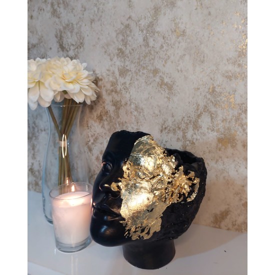 Bn Art Design Varak Detaylı Çiçek Tokalı Kadın Yüz Saksı Fiyatı