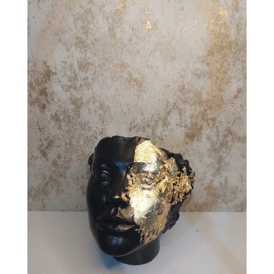 Bn Art Design Varak Detaylı Çiçek Tokalı Kadın Yüz Saksı Fiyatı