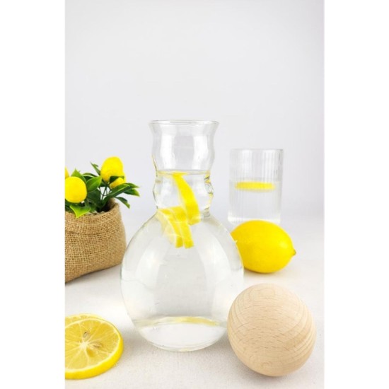 Digithome Ahşap Kapaklı Cam Su ve Mini Sürahi Karaf Sunum Fiyatı