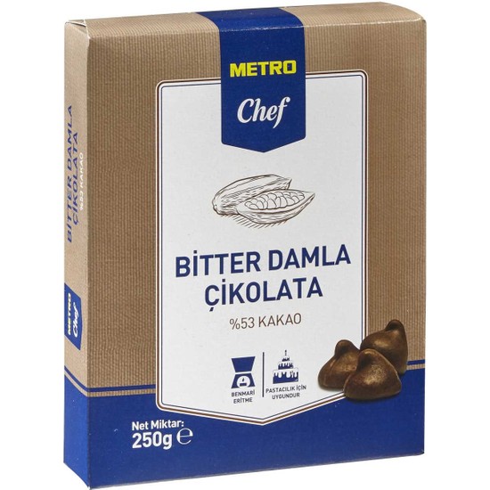 Metro Chef Damla Çikolata Bitter 250G Pastacılık Pasta Tatlı Fiyatı
