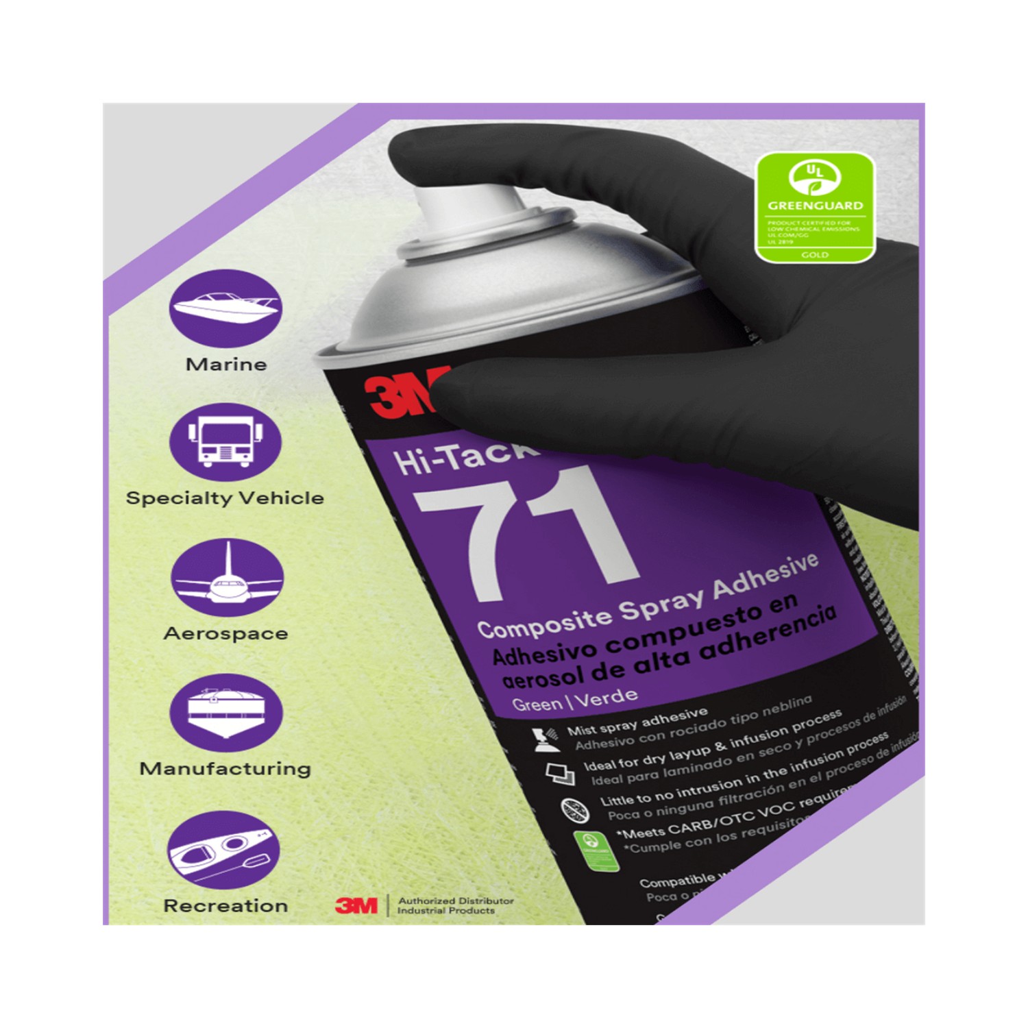 3M ™ Hi-Tack 71 Kompozit Sprey Yapıştırıcı, Yeşil - 500 ml Fiyatı