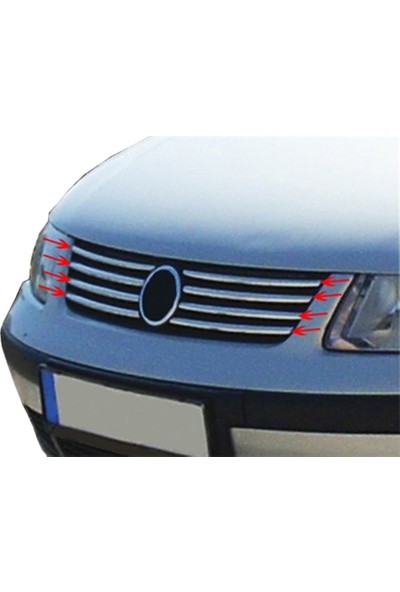 Blue Vw Passat 3b 1988-2005 Krom Ön Panjur 8 Parça Krom Paslanmaz Çelik