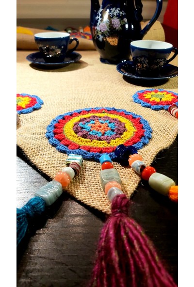 Kombinbir 6 Peçeteli Jüt El Örgüsü Runner