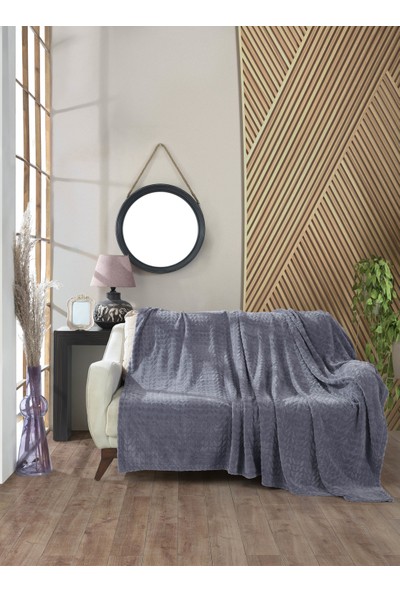 Rucheteks Çift Kişilik Welsoft Battaniye 200 x 220 cm Gri Mavi