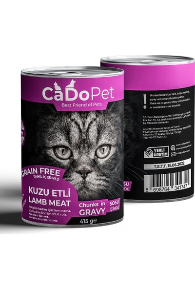 Cado Pet Kedi Kuzu Etli Konserve 415 gr