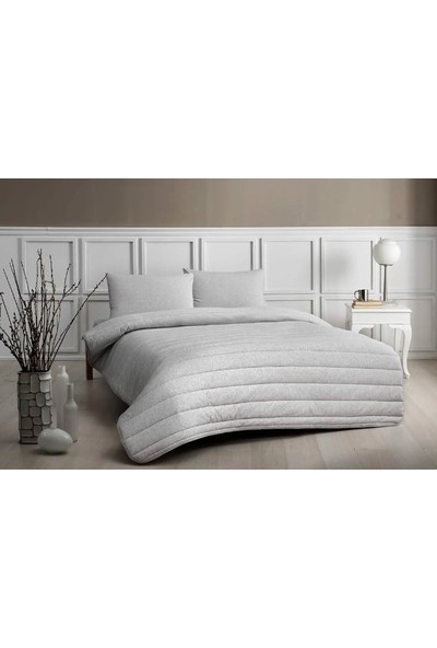 Taç - Natura Gri Çift Kişilik Reborn Yorgan Seti