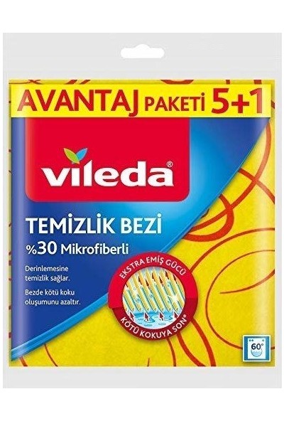 Vileda 5+1 Sarı Temizlik Bezi %30 Mikrofiberli