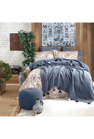 İyi Geceler İstanbul Boho Chic Cobalt Mavi Çift Kişilik Püsküllü Battaniyeli Nevresim Seti İyi Geceler İstanbul Boho Chic Cobalt Mavi Çift Kişilik Püsküllü Battaniyeli Nevresim Seti