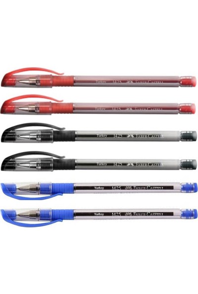 Faber-Castell 1425 Tükenmez Kalem 3 Renk - 2 Siyah + 2 Mavi + 2 Kırmızı Faber-Castell 1425 Tükenmez Kalem 3 Renk - 2 Siyah + 2 Mavi + 2 Kırmızı