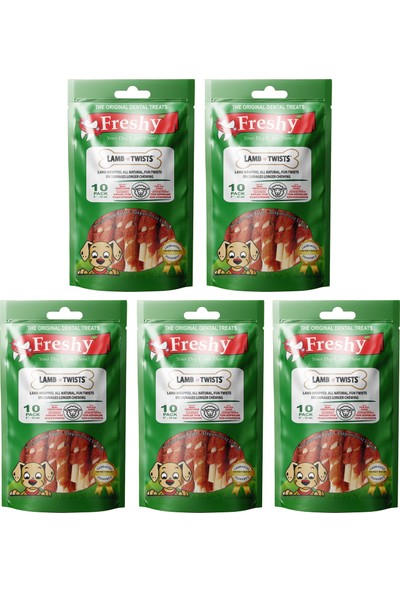 Freshy Lamb Twists - Kuzu Etli Burgu Çubuk - 500G - 5'li Set Freshy Lamb Twists - Kuzu Etli Burgu Çubuk - 500G - 5'li Set