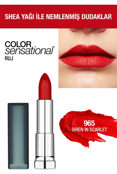 Maybelline New York Color Sensational Kremsi Mat Ruj - 965 Siren In Scarlet - Kırmızı Maybelline New York Color Sensational Kremsi Mat Ruj - 965 Siren In Scarlet - Kırmızı