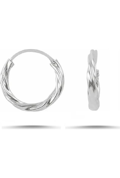 Trend Silver Gümüş Burgu Halka Küpe 14 mm Rodaj Trend Silver Gümüş Burgu Halka Küpe 14 mm Rodaj