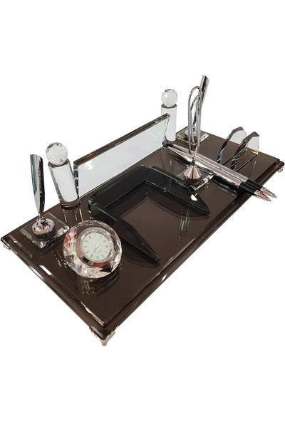 7/24 Hediye Kişiye Özel Kristal Masaüstü Kalemlik Ofis Makam M531-K-SLV