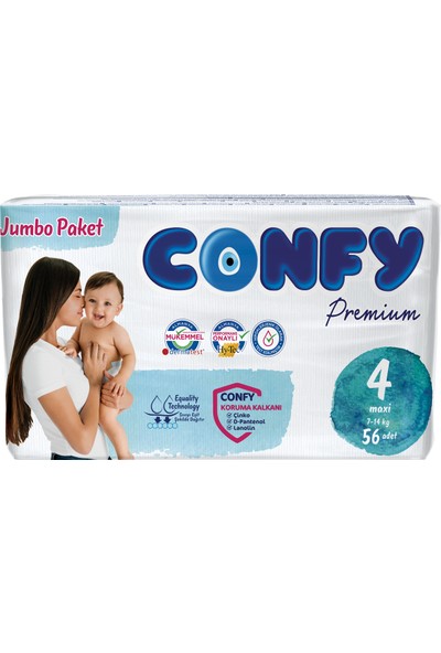 Confy Premium Bebek Bezi 4 Beden Maxi 56'lı Confy Premium Bebek Bezi 4 Beden Maxi 56'lı