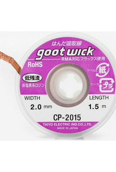 Goot Wick Gootwick 2015 Lehim Çekme Teli 2.0 mm Goot Wick Gootwick 2015 Lehim Çekme Teli 2.0 mm