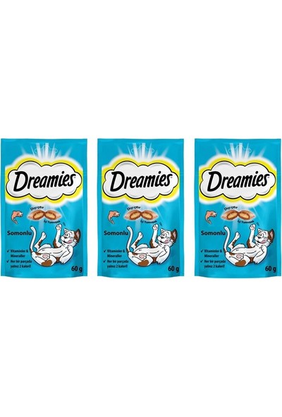 Dreamies Somonlu Kedi Ödül Maması 60 gr x 3 Adet Dreamies Somonlu Kedi Ödül Maması 60 gr x 3 Adet