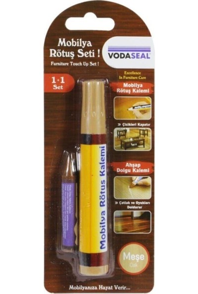 Vodaseal Mobilya Rötuş Seti Ahşap Dolgu Kalemi Çizik Çatlak Kapatıcı Meşe Vodaseal Mobilya Rötuş Seti Ahşap Dolgu Kalemi Çizik Çatlak Kapatıcı Meşe