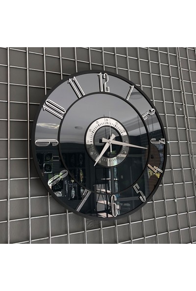 Kuzata Duvar Saati Dekoratif , Büyük Aynalı Duvar Saati Özel Tasarım -60cm