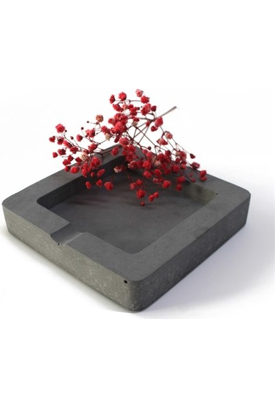 Magazacım Kare Koyu Gri Beton Kül Tablası