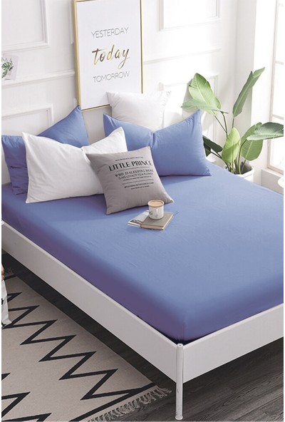 Roza Home Collection Mavi Çift Kişilik Pamuklu Lastikli Çarşaf 160X200 Roza Home Collection Mavi Çift Kişilik Pamuklu Lastikli Çarşaf 160X200