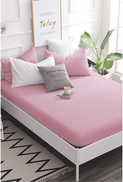 Roza Home Collection Pembe Çift Kişilik Pamuklu Lastikli Çarşaf 160X200