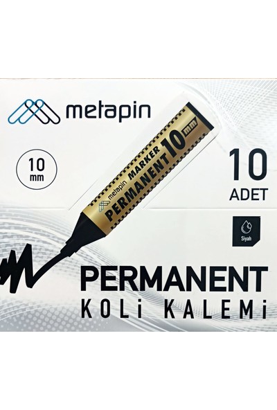 Tardu İthalat Metapin Koli Kalemi 10 mm 10'lu - Siyah