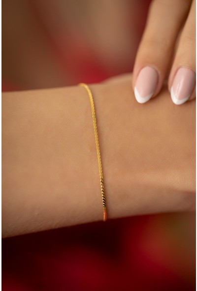 Ninova Silver Tilki Kuyruğu Model Altın Kaplama Gümüş İtalyan Bileklik