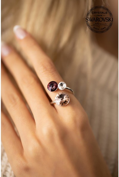 Swarovski Taşlı Üçtaş Model Gümüş Yüzük