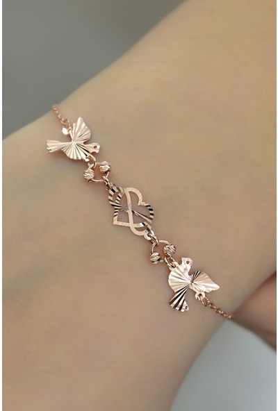 Papatya Silver 925 Ayar Gümüş Rose Kaplama Güvercin Kristal Kesim Bileklik