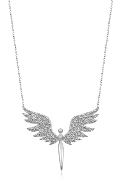 Papatya Silver Mikail Meleği Melek Kolye Rodyum Kaplama Nano Zirkon Taşlı 925 Ayar Gümüş Papatya Silver Mikail Meleği Melek Kolye Rodyum Kaplama Nano Zirkon Taşlı 925 Ayar Gümüş