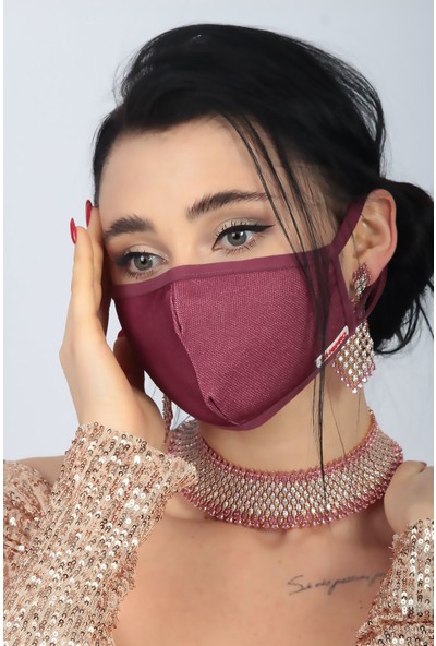 Whopro Düz Yetişkin Ayarlanabilir Maske Bordo