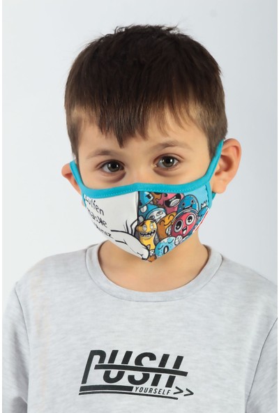Whopro Yıkanabilir Çocuk Maske Xxs - Lütfen Maske Takınız Mavi Whopro Yıkanabilir Çocuk Maske Xxs - Lütfen Maske Takınız Mavi