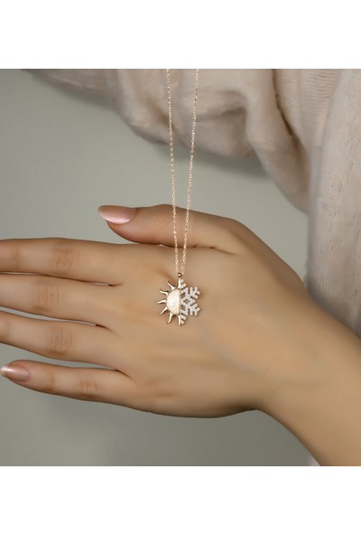 Else Silver 925 Ayar Gümüş Kar Tanesi Güneş Kolye