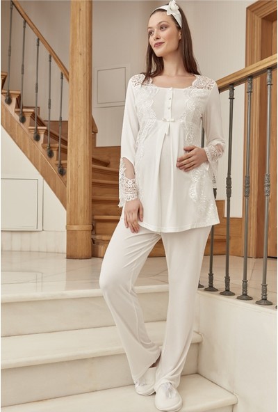 By Mecit Pijama By Mecit 5015 Ekru Lohusa Pijama Takımı By Mecit Pijama By Mecit 5015 Ekru Lohusa Pijama Takımı