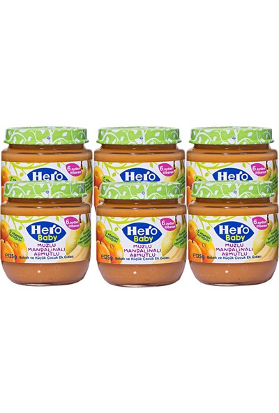 Hero Baby Muzlu Mandalinalı Armutlu 125 gr x 6 Adet Hero Baby Muzlu Mandalinalı Armutlu 125 gr x 6 Adet