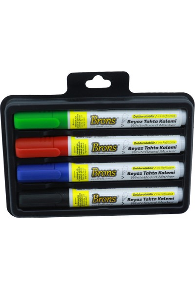 Brons Doldurulabilir Beyaz Tahta Kalemi 4 Lü Set (BR-9501)