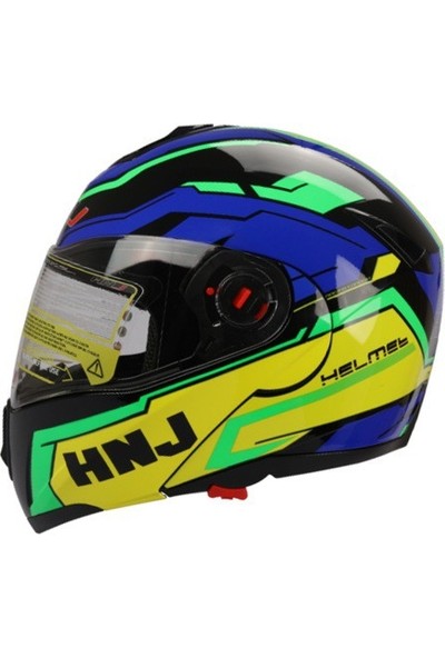 Free-M FR-961 Siyah Yeşil Çene Açılır Güneş Vizörlü Kask